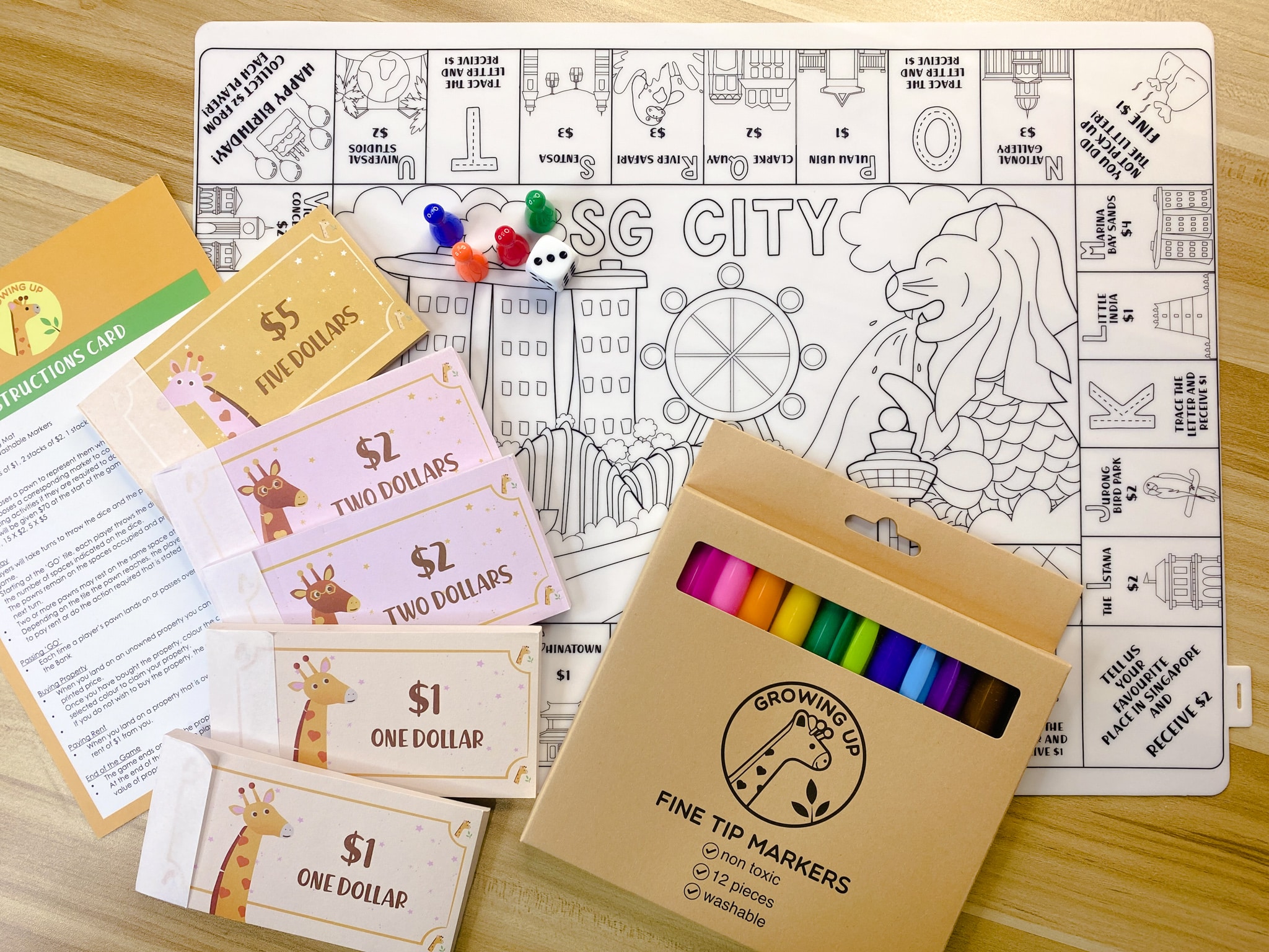 [Growing Up Academy] “SG City” Game Mat (with markers and tokens ...